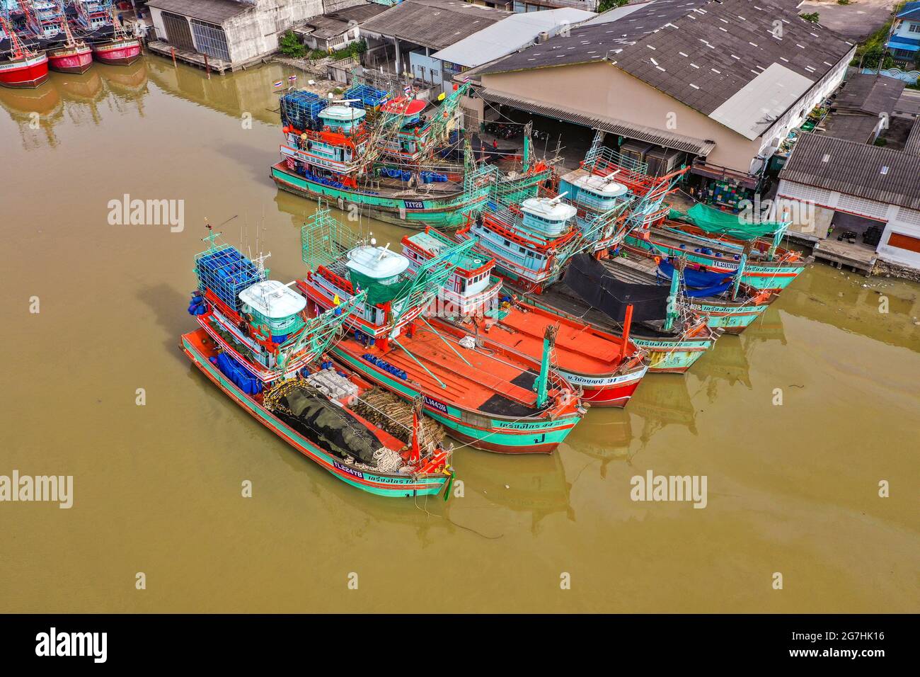 Rayong River and fisherman boats in Rayong, Thailand, south east asia Stock Photo - Alamy