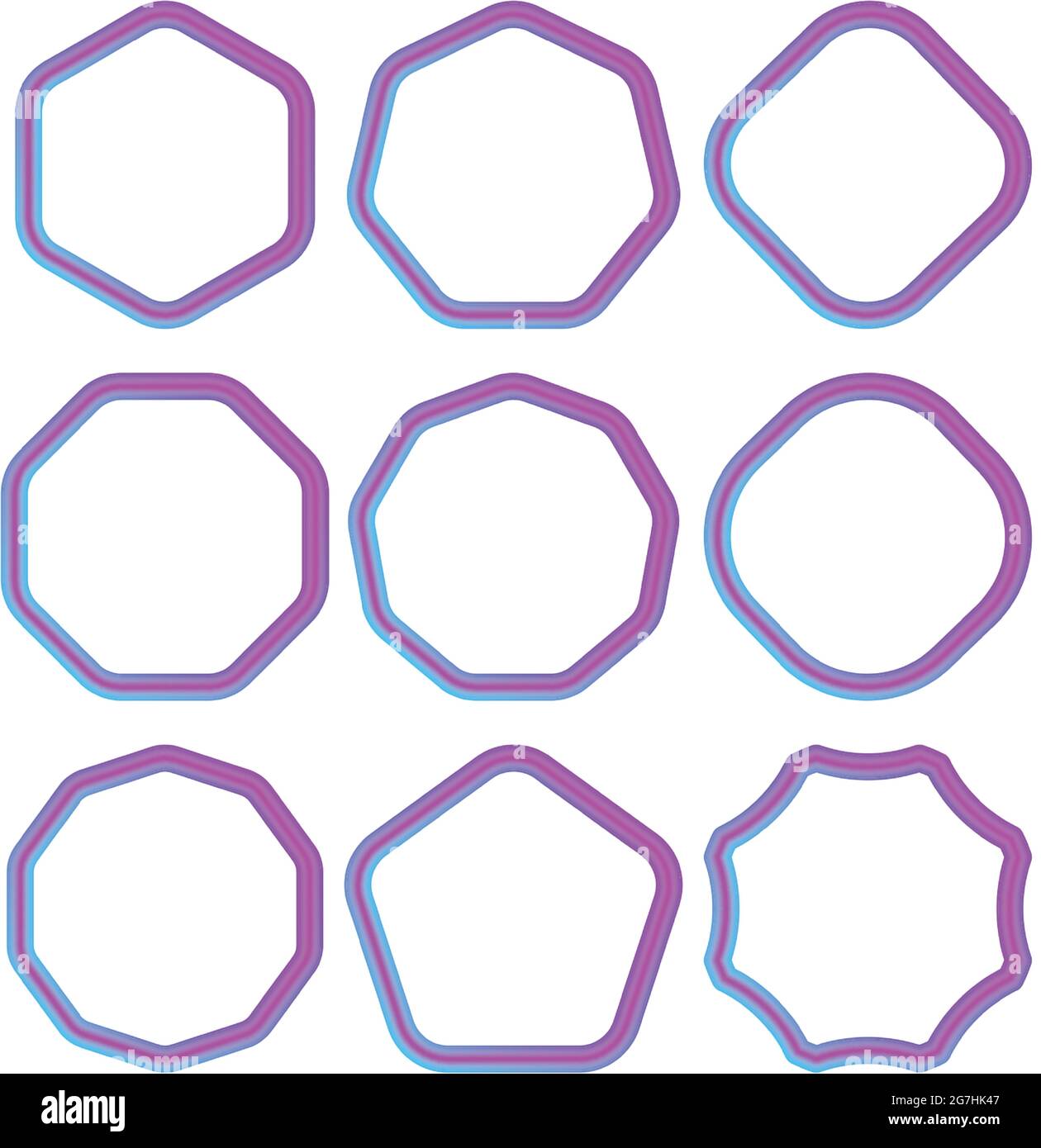 Set of geometric gradient frames. Simple shapes, bright colors Stock ...