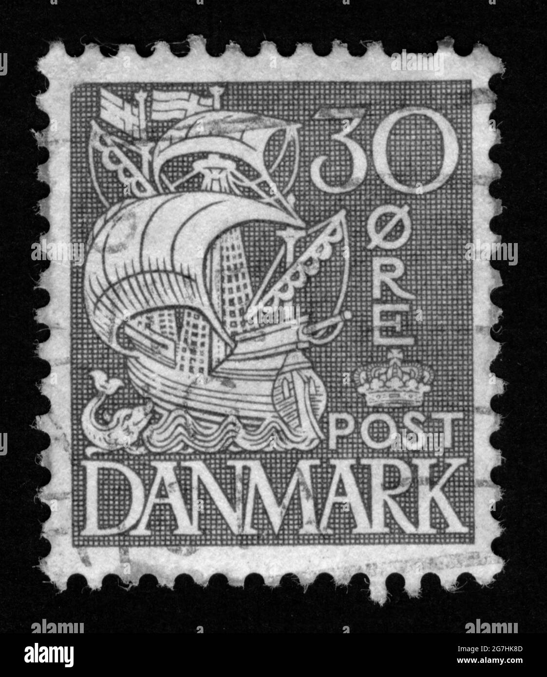 Denmark postage stamp Black and White Stock Photos & Images - Alamy
