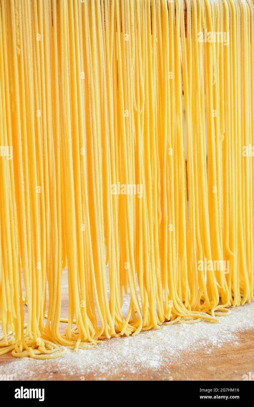 egg pasta preparation phase at home: drying Stock Photo - Alamy