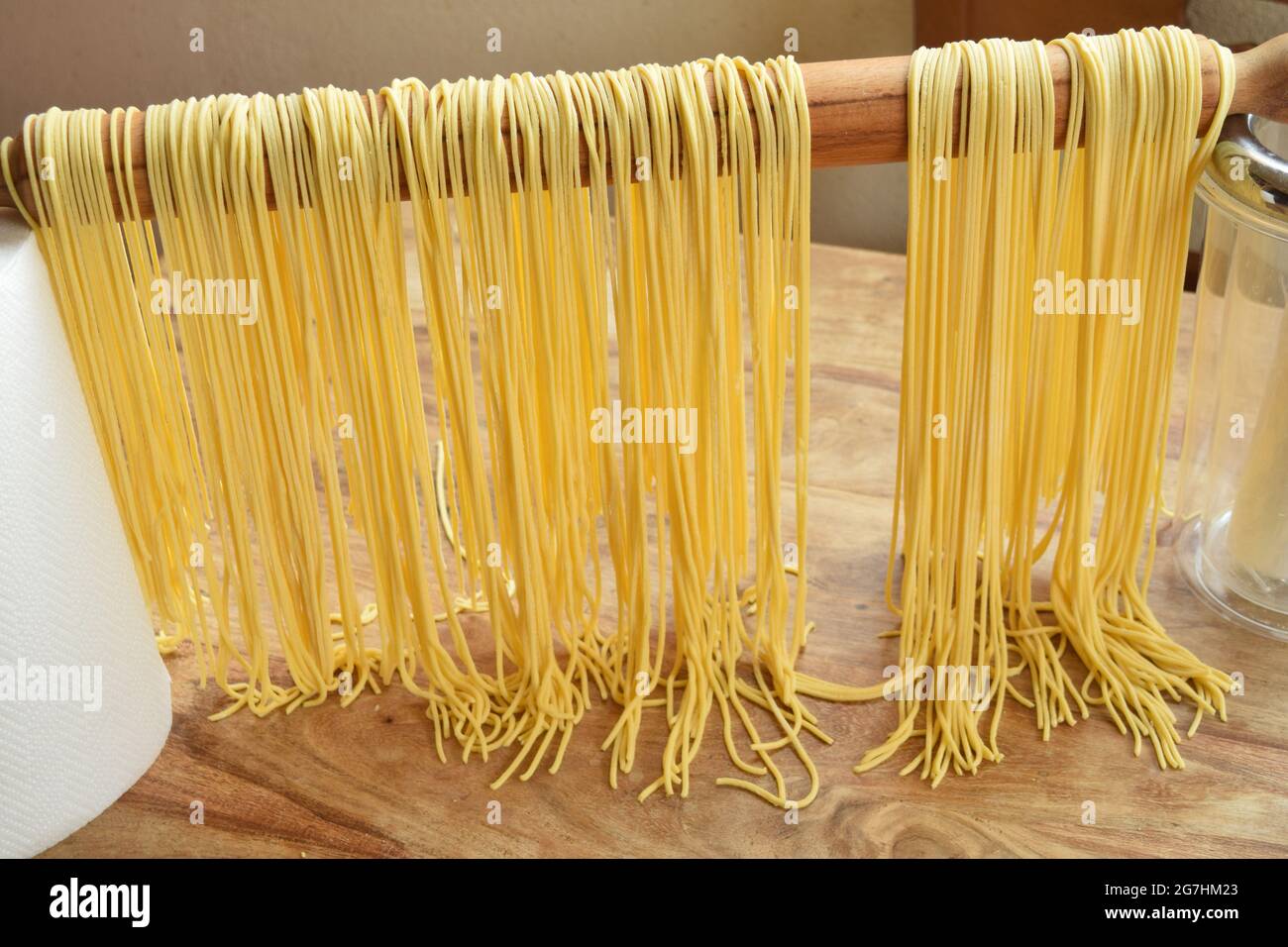 egg pasta preparation phase at home: drying Stock Photo - Alamy