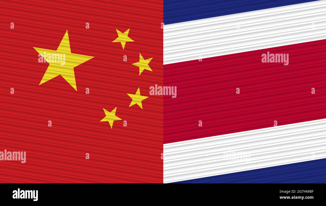 Costa Rica and China Two Half Flags Together Fabric Texture ...