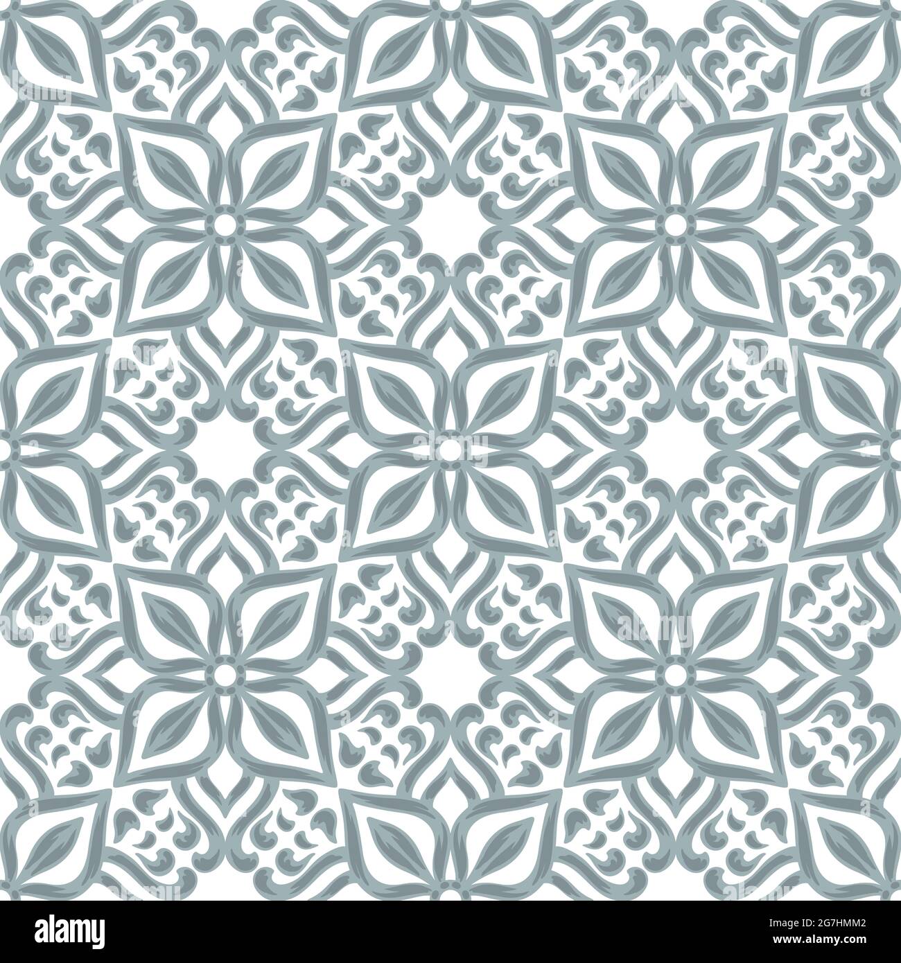 Portuguese azulejo ceramic tile seamless pattern. Mediterranean ...