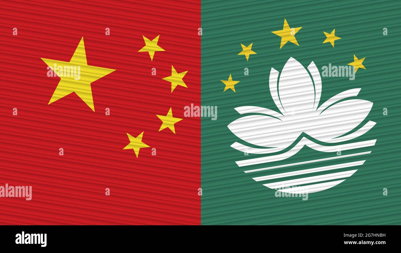 Macau and China Two Half Flags Together Fabric Texture Illustration ...