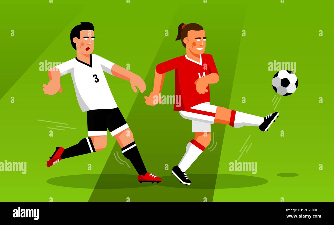 Soccer forward runs away from the defender Stock Vector Image & Art - Alamy