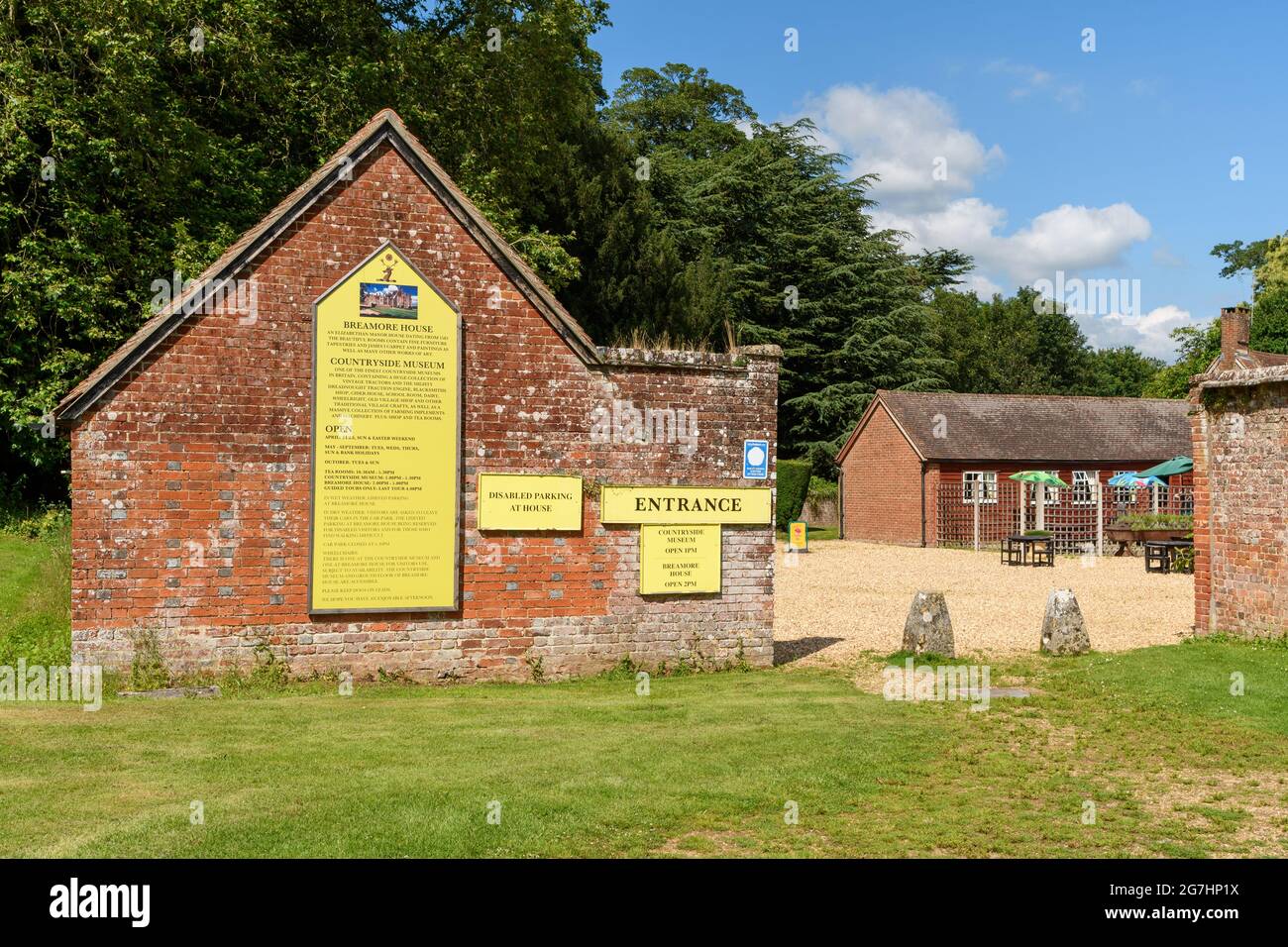 Entrance to Breamore House Museum and tea rooms, Breamore, Hampshire ...