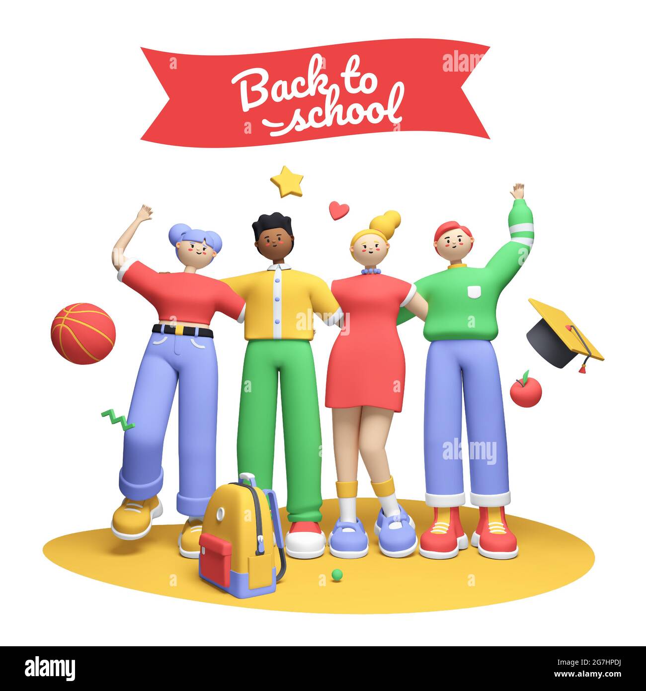 Illustration back kid boy Cut Out Stock Images & Pictures - Alamy
