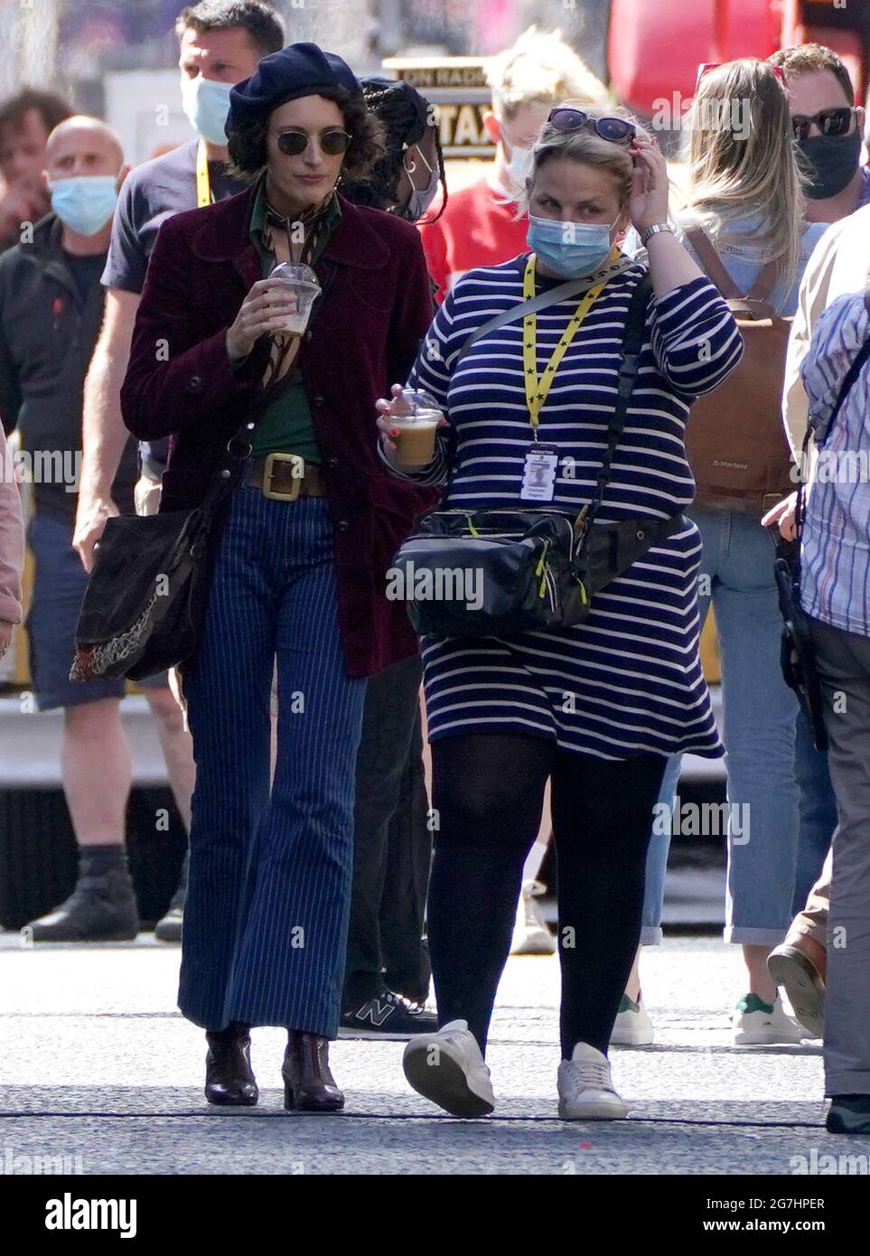 Actor Phoebe Waller-Bridge(L) on Cochrane Street in Glasgow city centre ...