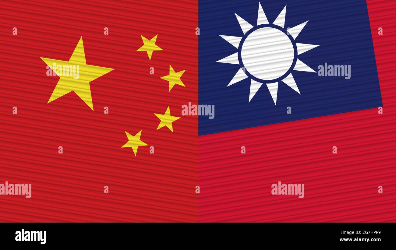Taiwan and China Two Half Flags Together Fabric Texture Illustration ...