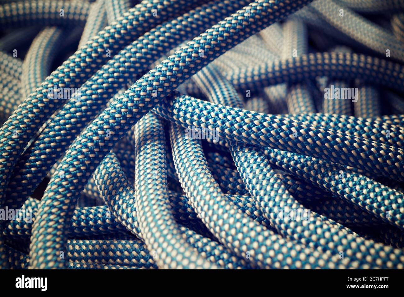 Blue climbing rope close up Stock Photo - Alamy