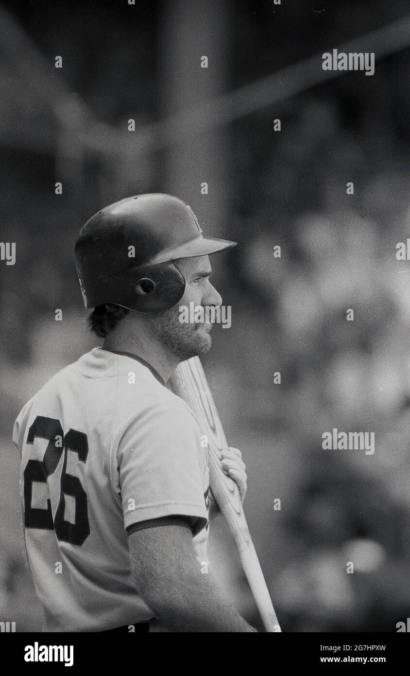 1970s, historical, MLB game, batter with baseball bat in hand ...