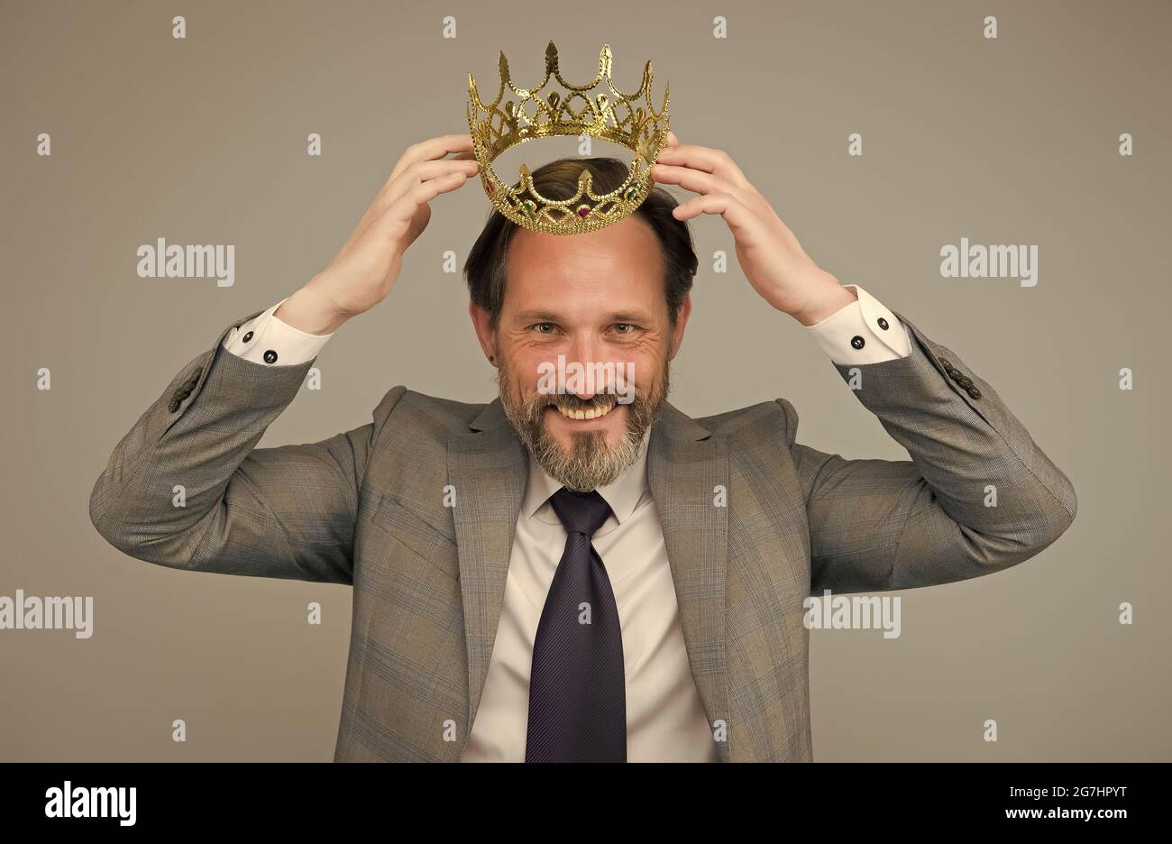 Award winner handsome man actor artist scientist with crown, fame and ...