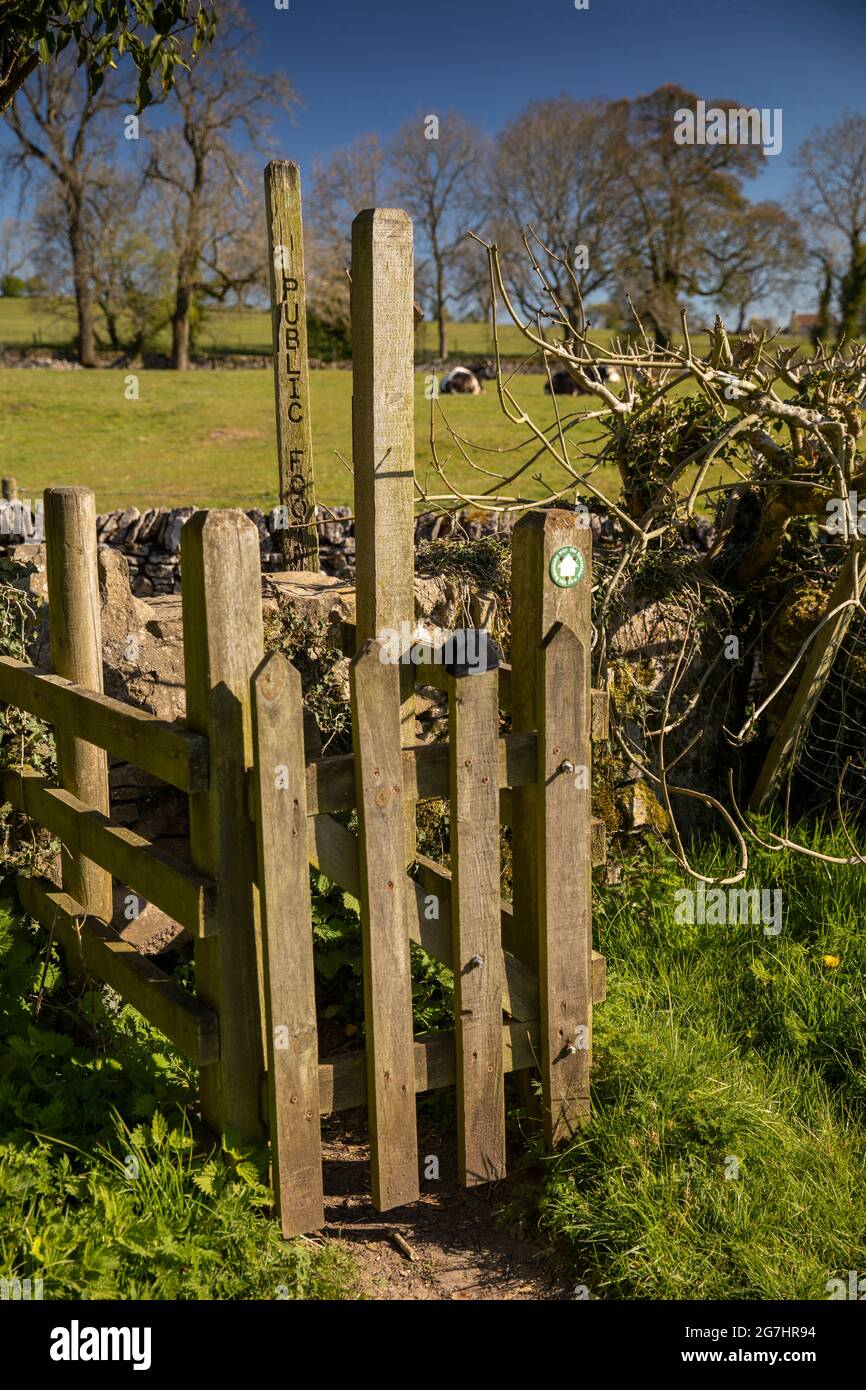UK, England, Derbyshire, Tissington, Chapel Lane, stile gate on ...