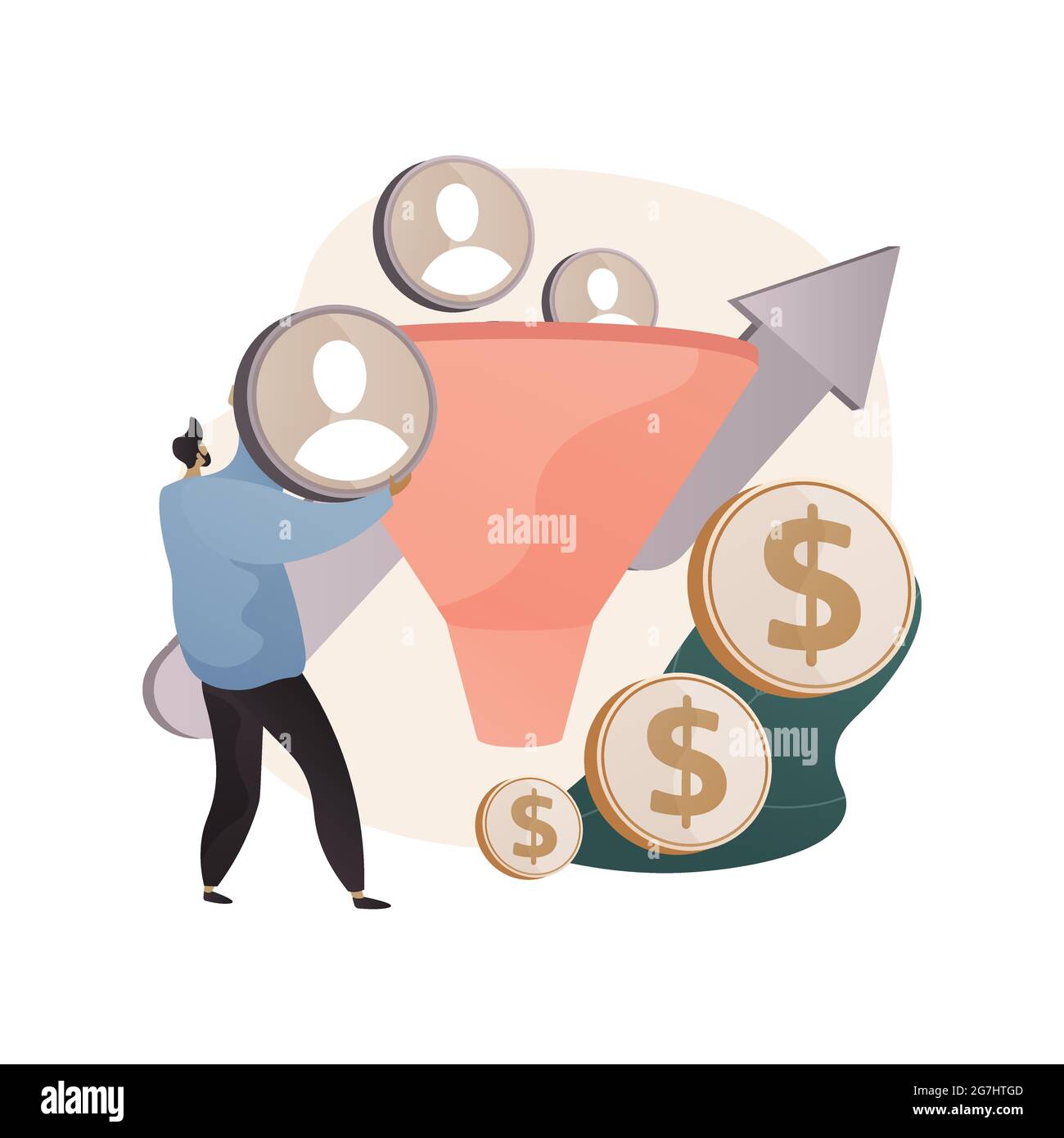Sales funnel management abstract concept vector illustration Stock ...