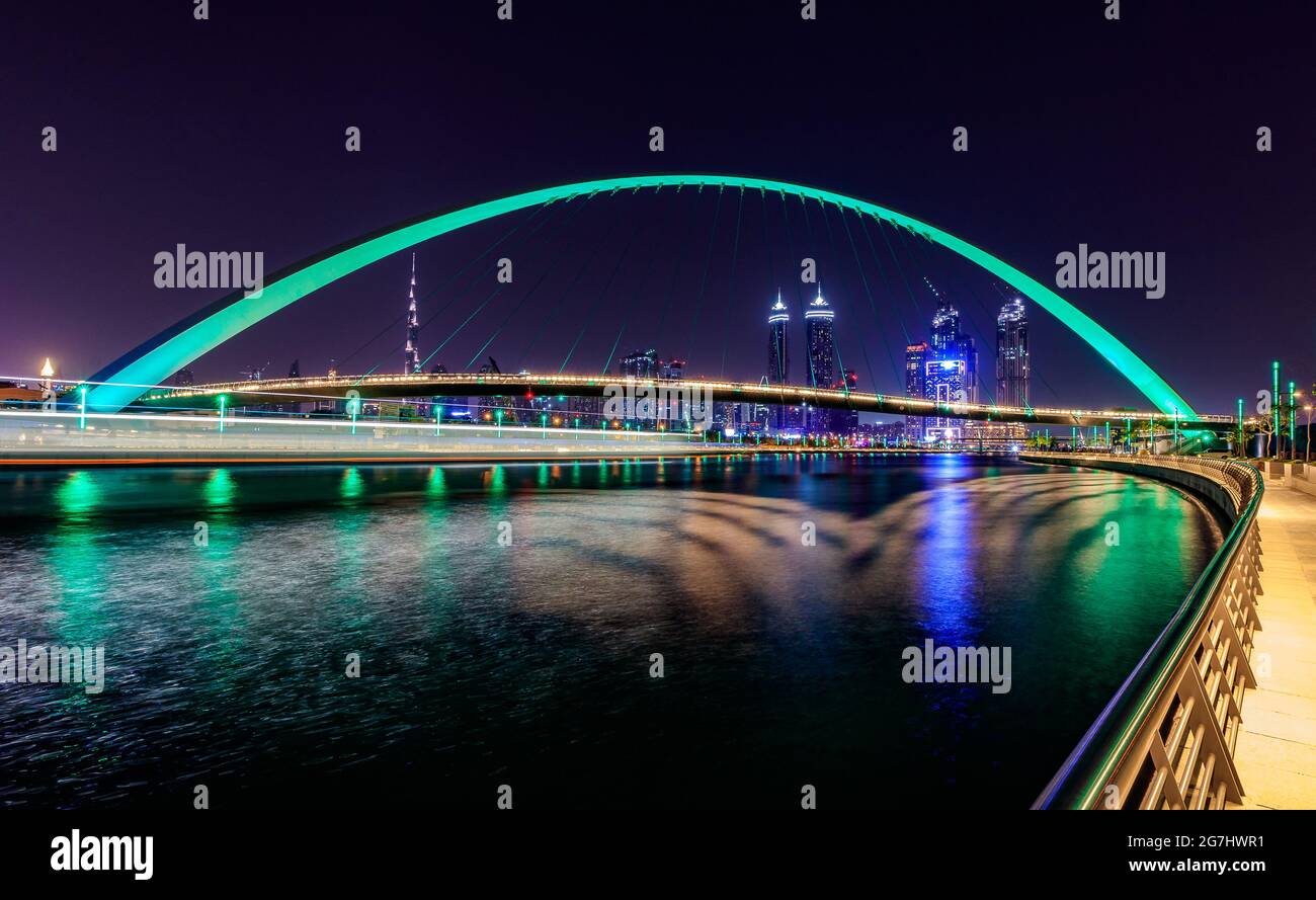 DUB, UNITED ARAB EMIRATES - Apr 25, 2018: View of the Tolerance Bridge ...