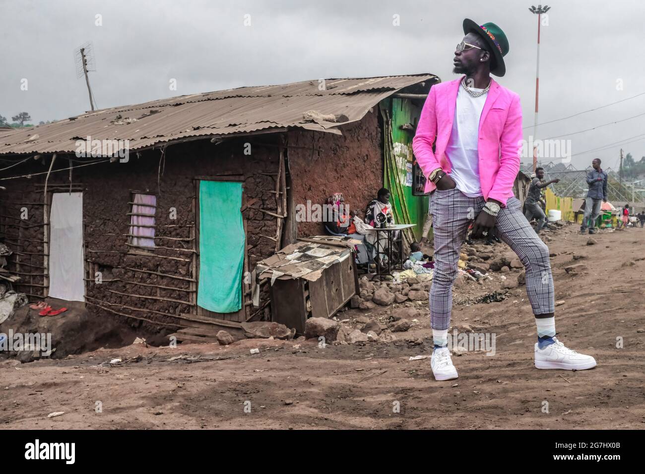 Stephen Okoth famously known as 'Picha Marangi' poses by a street ...