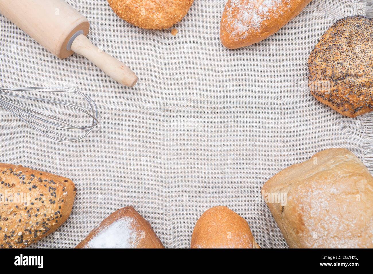 Bakery Bread on a Wooden Table Stock Photo - Alamy