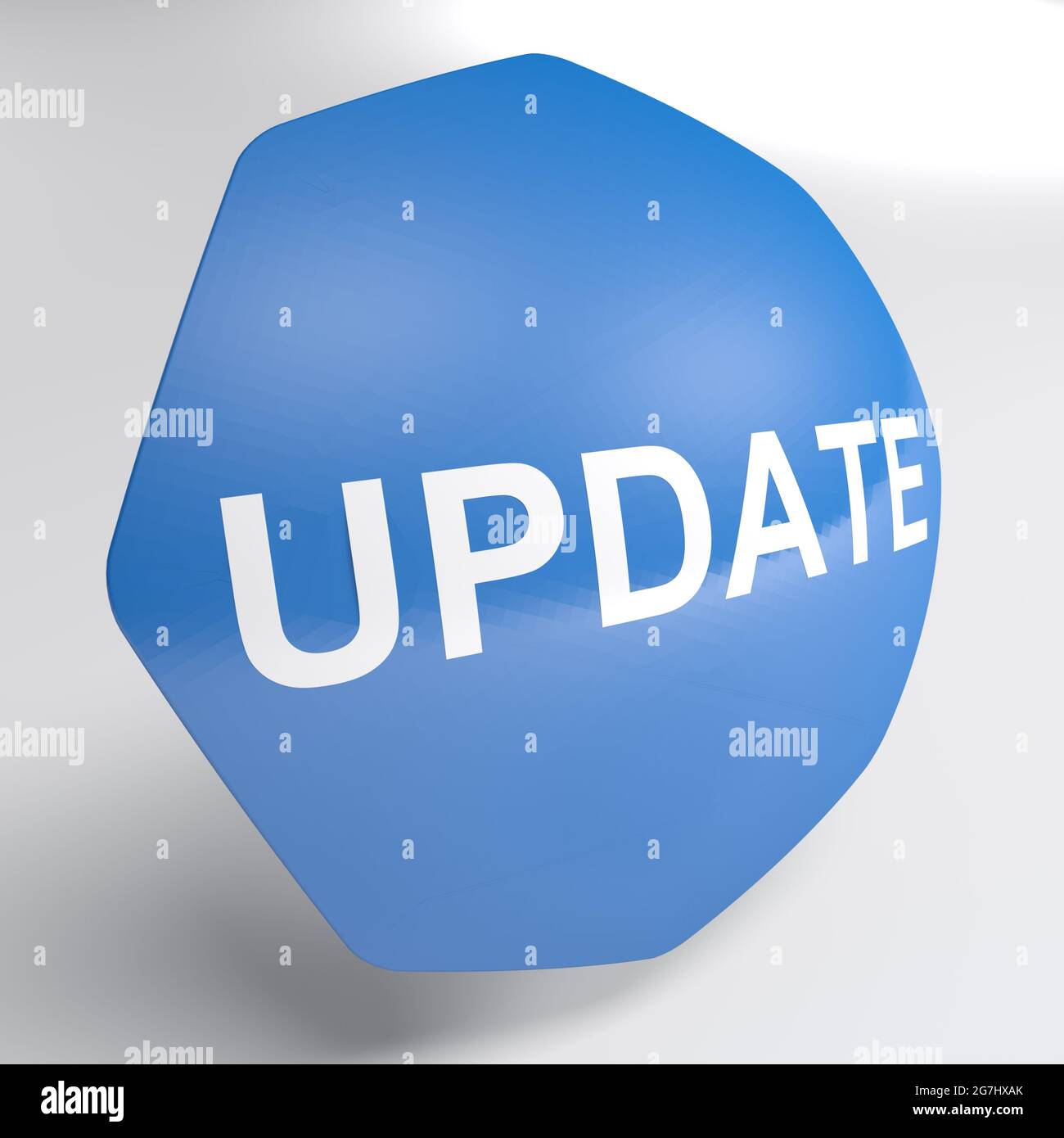 UPDATE blue octagonal icon isolated on white background - 3D rendering ...