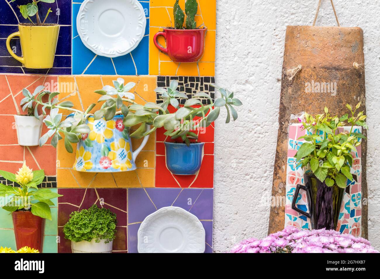 Colorful shot of a vertical garden Stock Photo - Alamy