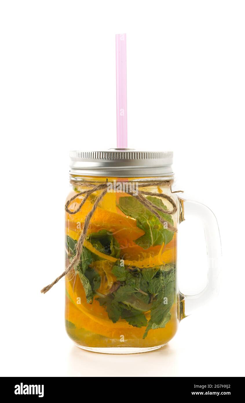infused water on white background Stock Photo - Alamy