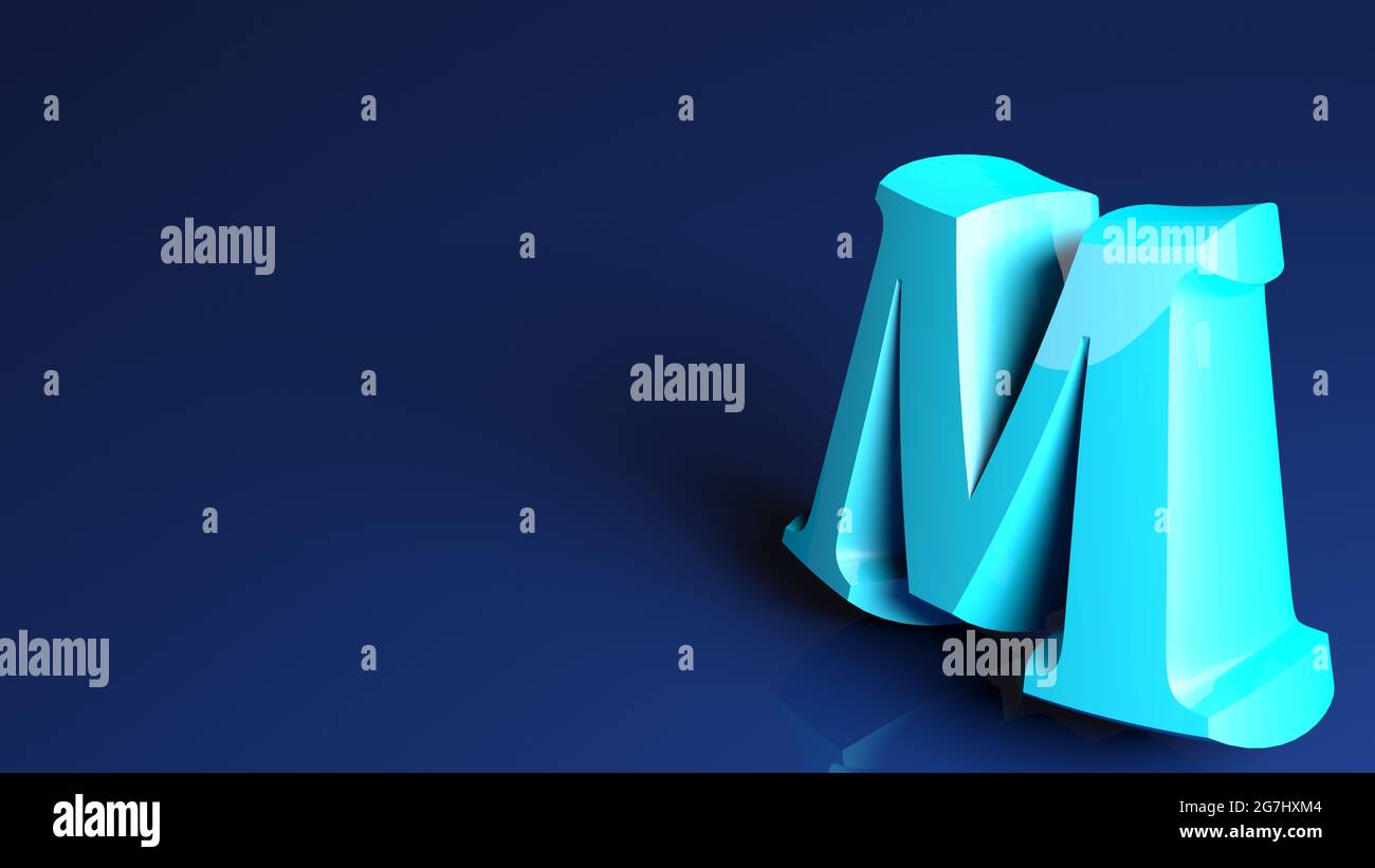 Blue background with M letter - 3D rendering illustration Stock Photo ...