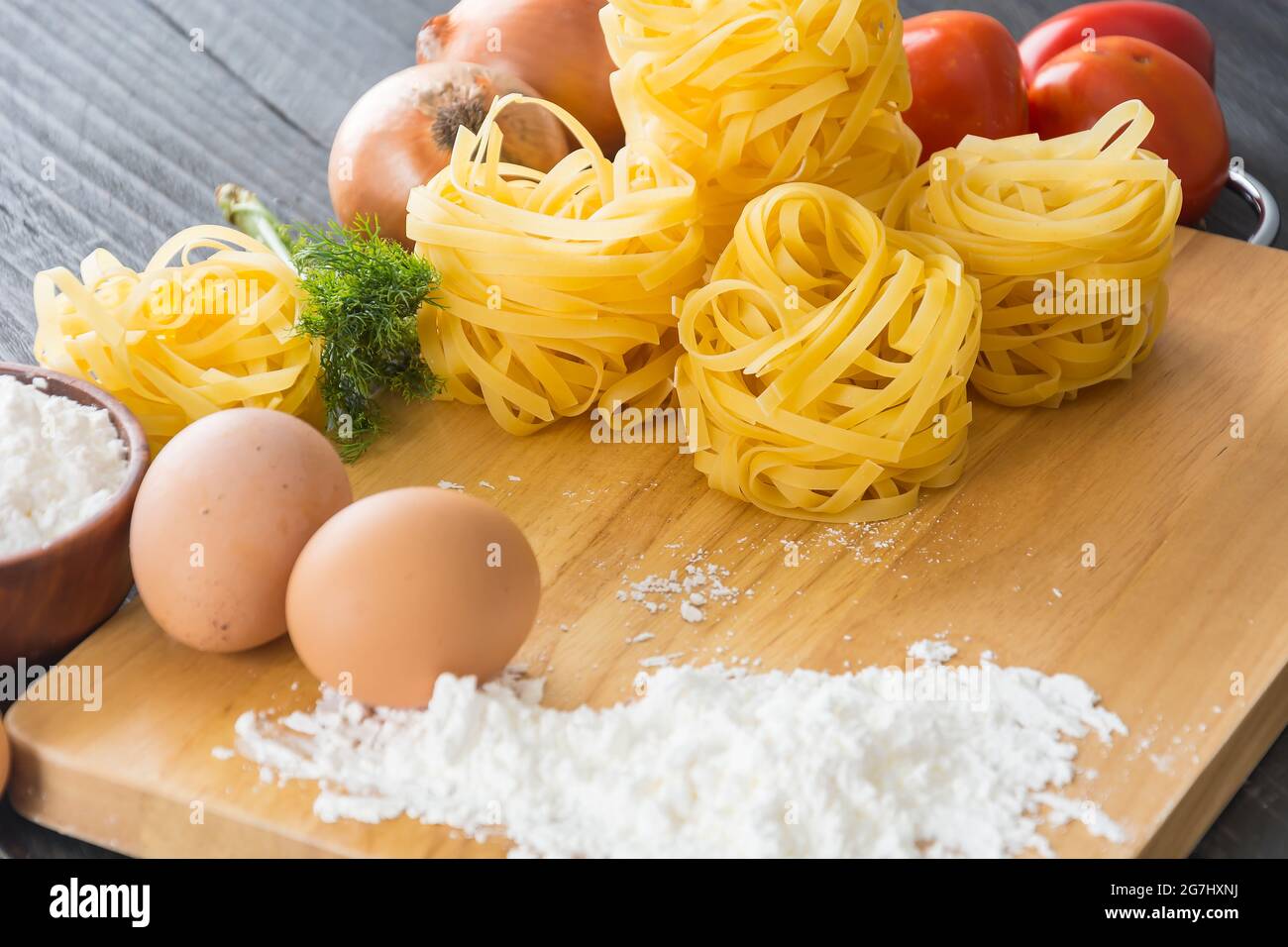 dry pasta spaghetti with ingredient Stock Photo - Alamy
