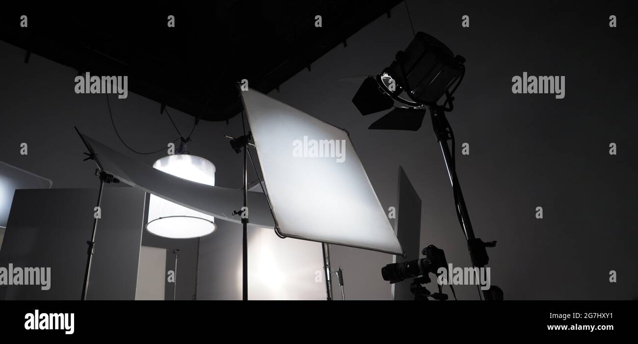 Studio light equipments for photo or film movie video. Light set for ...