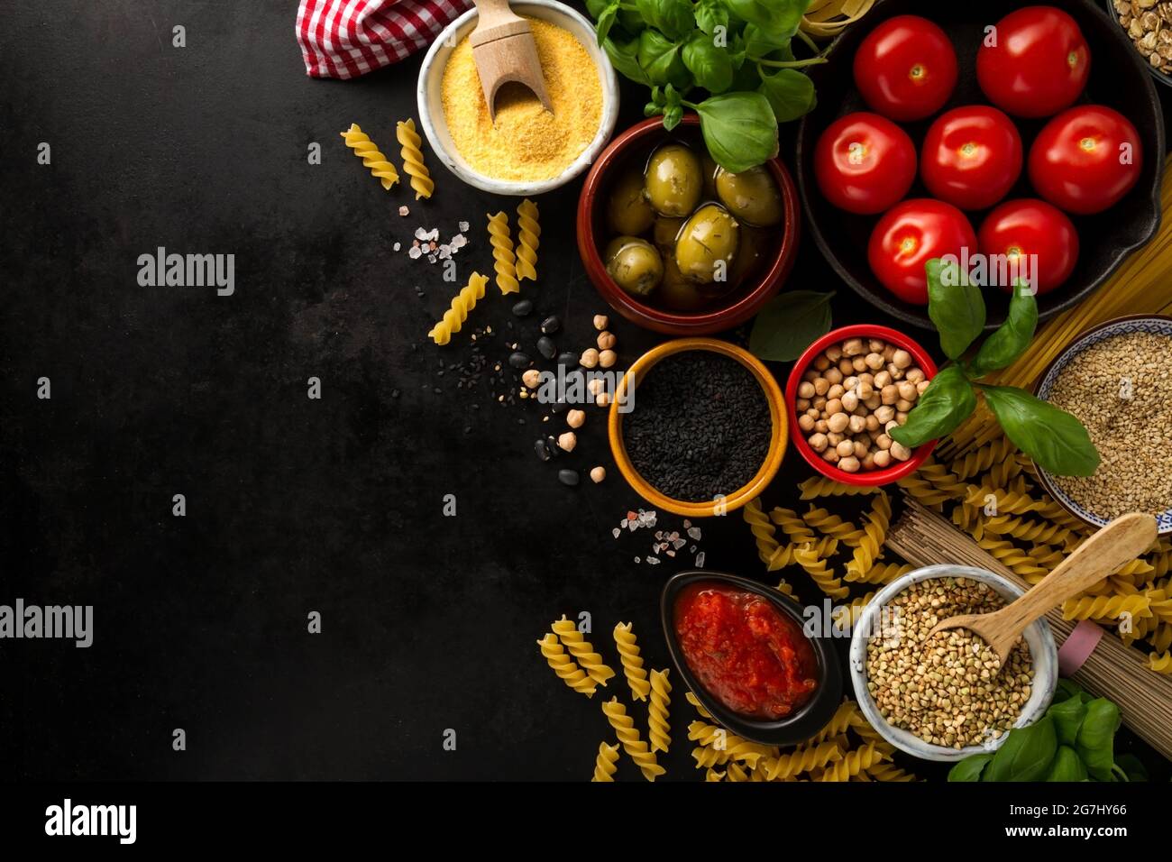 Food background Food Concept with Various Tasty Fresh Ingredients for ...