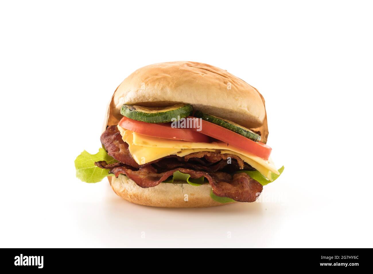bacon burger on white background Stock Photo - Alamy