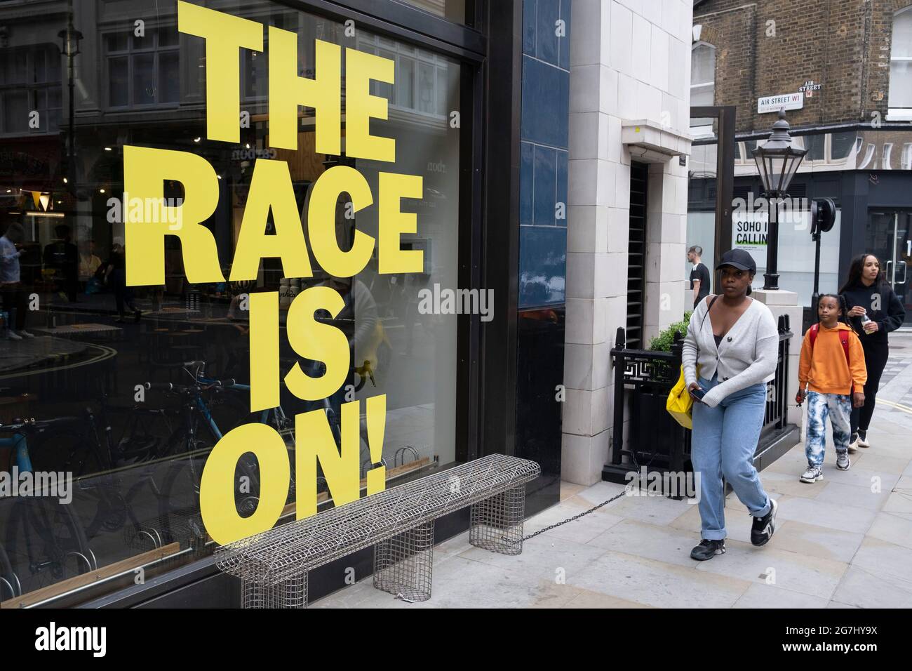The race is on window display on 3rd July 2021 in London, United ...