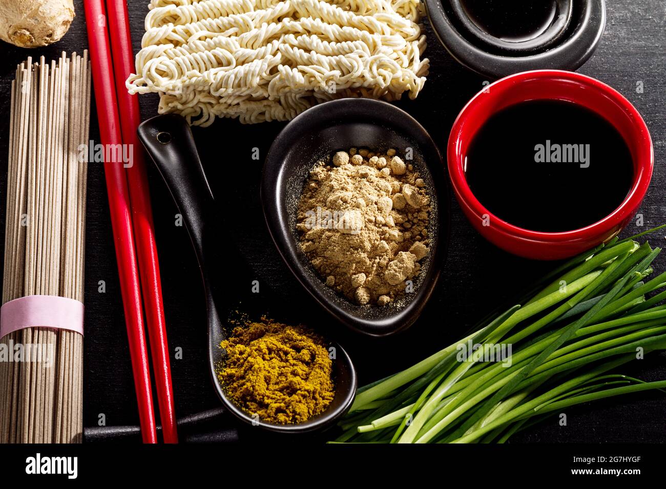 Variety Different Many Ingredients for Cooking Tasty Oriental Asian ...