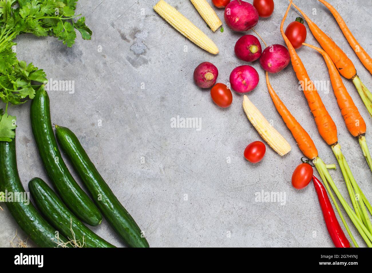 Vegetable and vegetable top view Stock Photo - Alamy