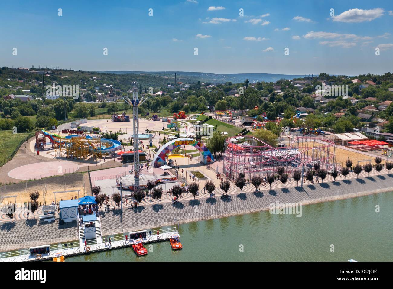 Aerial view of the amusement park Orheiland, one of the best in Moldova ...