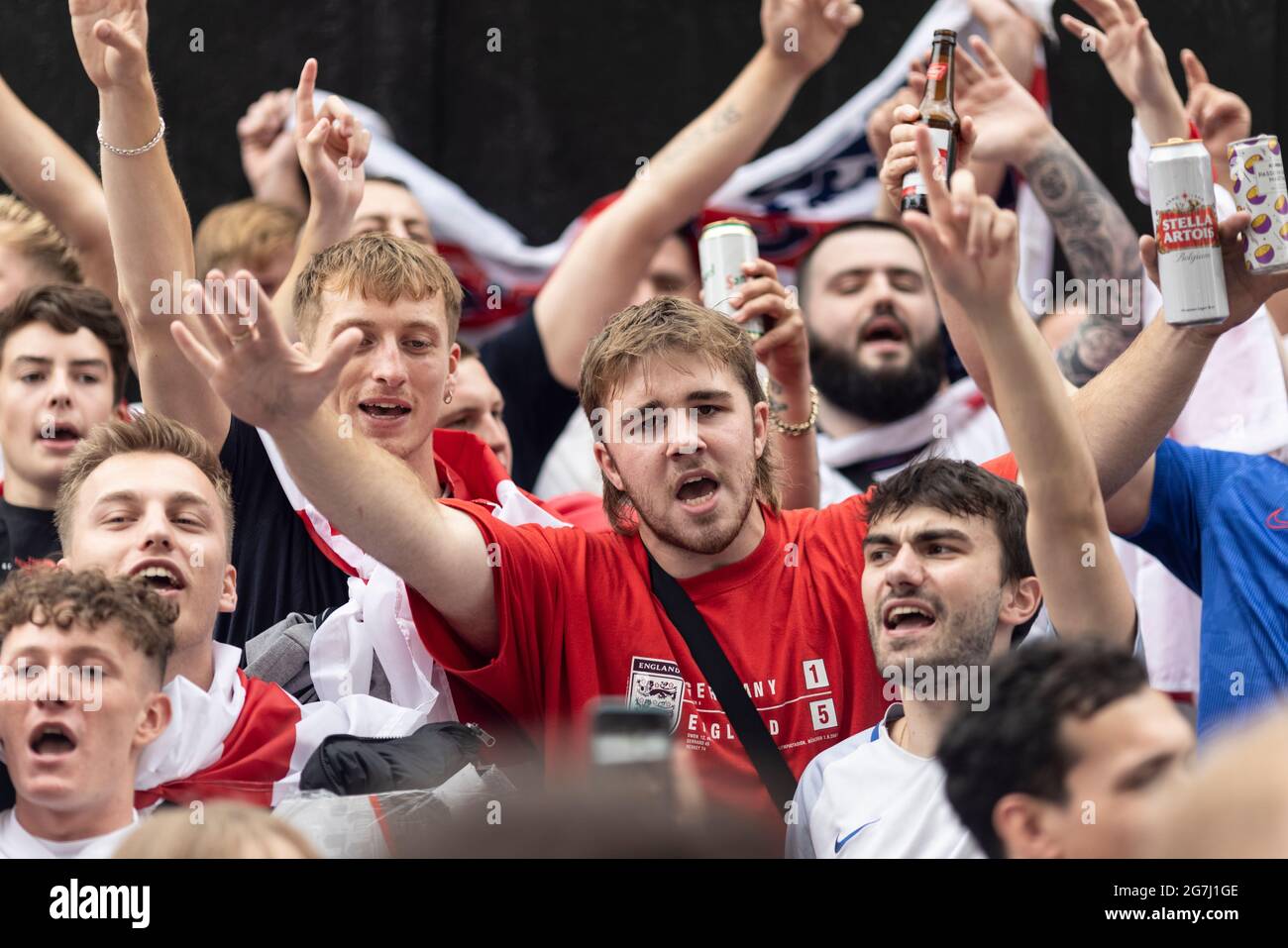 English football fans celebrating before the England vs Italy Euro 2020 ...