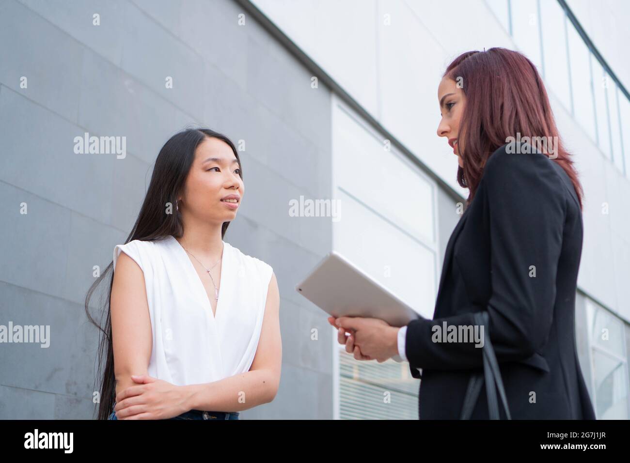 Business women having a professional meeting in a modern workplace ...