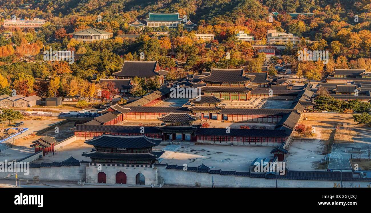 Aerial view of Gyeongbok palace in Seoul, South Korea Stock Photo - Alamy