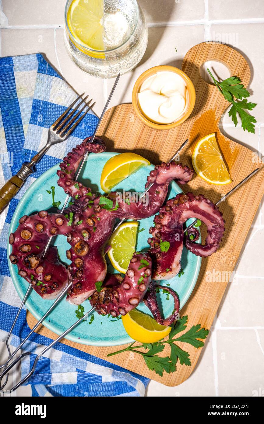Spicy seafood squid skewers hi-res stock photography and images - Alamy