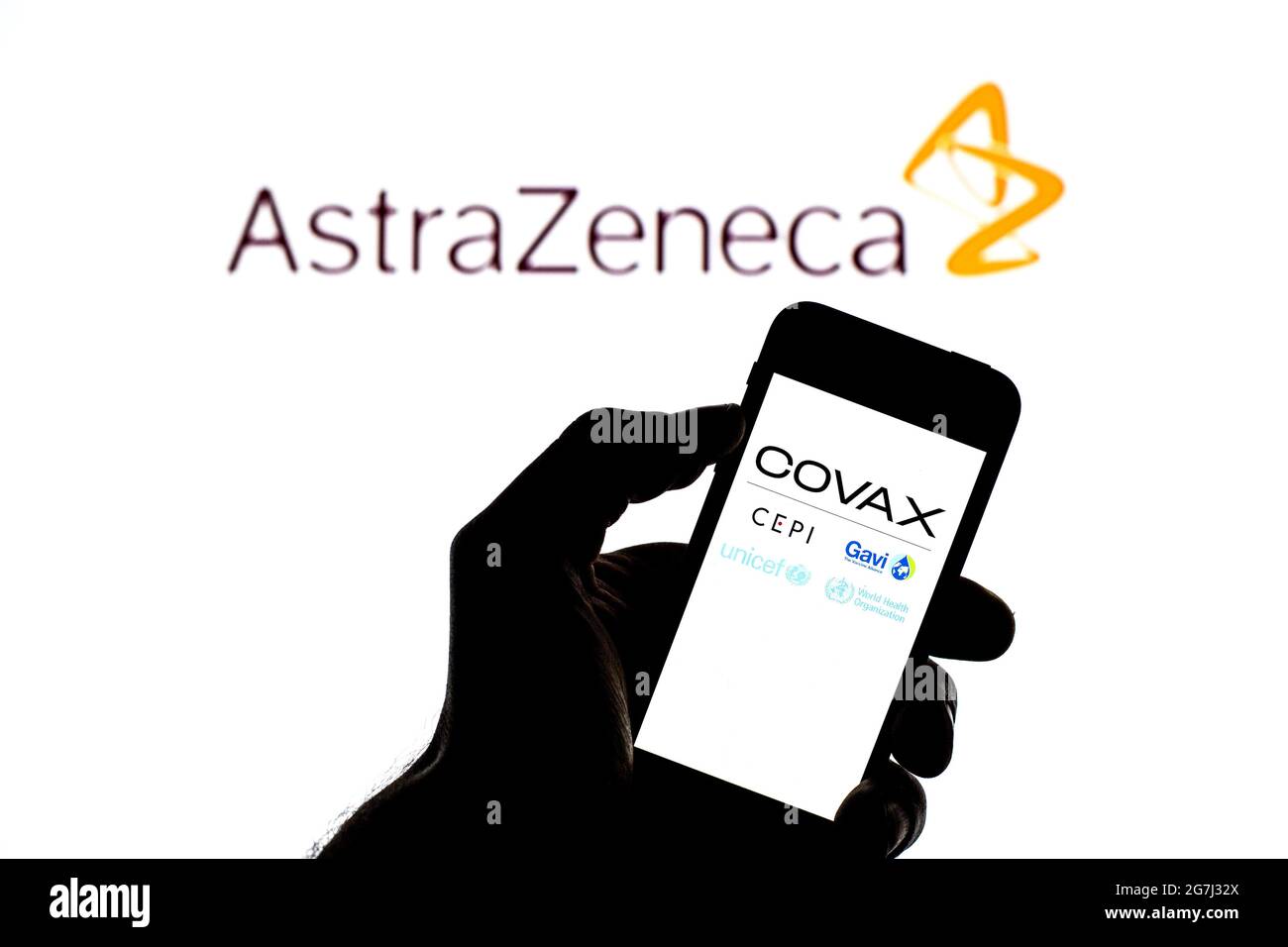 In this photo illustration the Covax Facility logo seen displayed on a ...