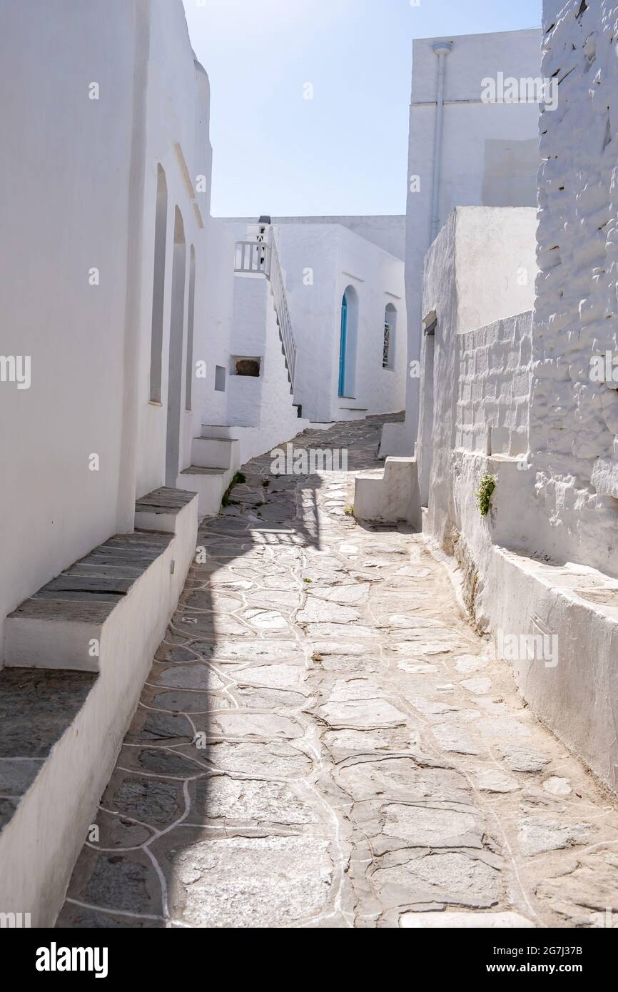 Greece, Sifnos island. Apollonia chora village. Traditional greek ...