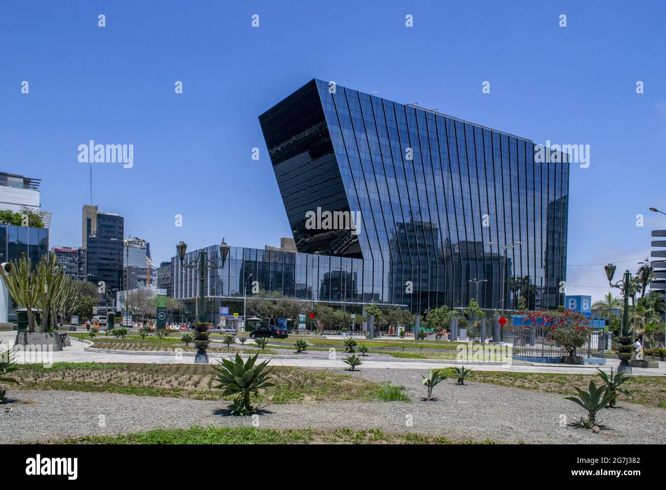 LIMA, PERU - Mar 03, 2021: Business office building, financial center ...