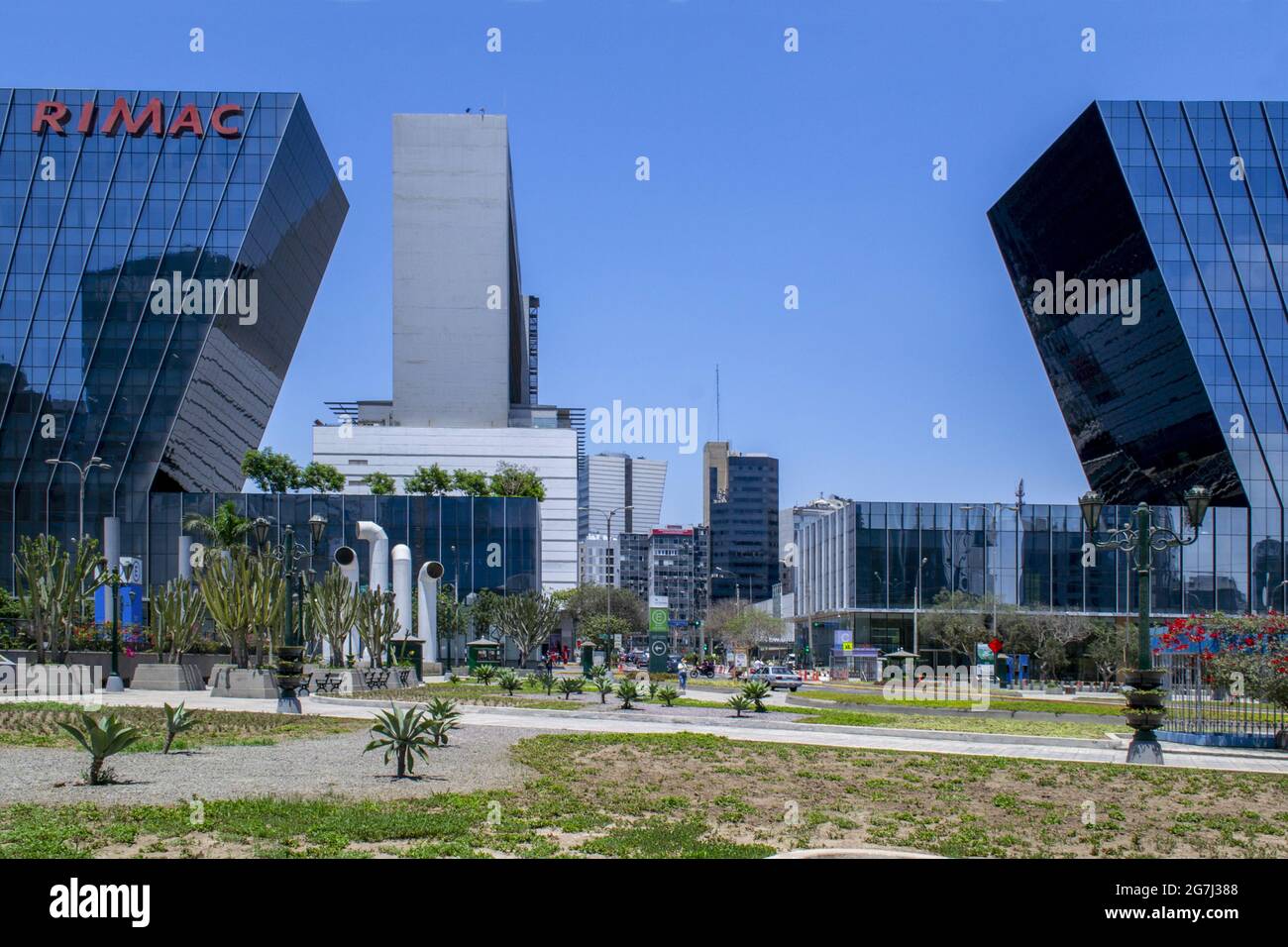 LIMA, PERU - Mar 03, 2021: Business office building, financial center ...