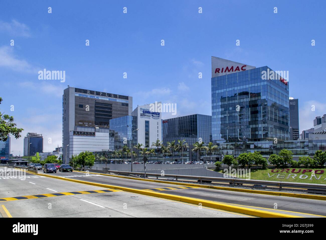 LIMA, PERU - Mar 03, 2021: Business office building, financial center ...