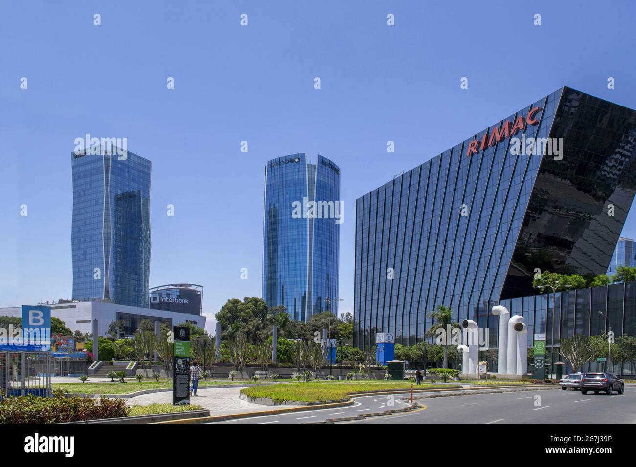 LIMA, PERU - Mar 03, 2021: Business office building, financial center ...