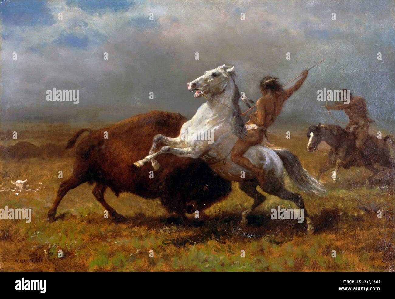 Native american indian hunting buffalo hi-res stock photography and ...