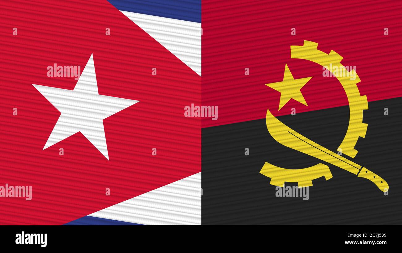 Angola and Cuba Two Half Flags Together Fabric Texture Illustration ...
