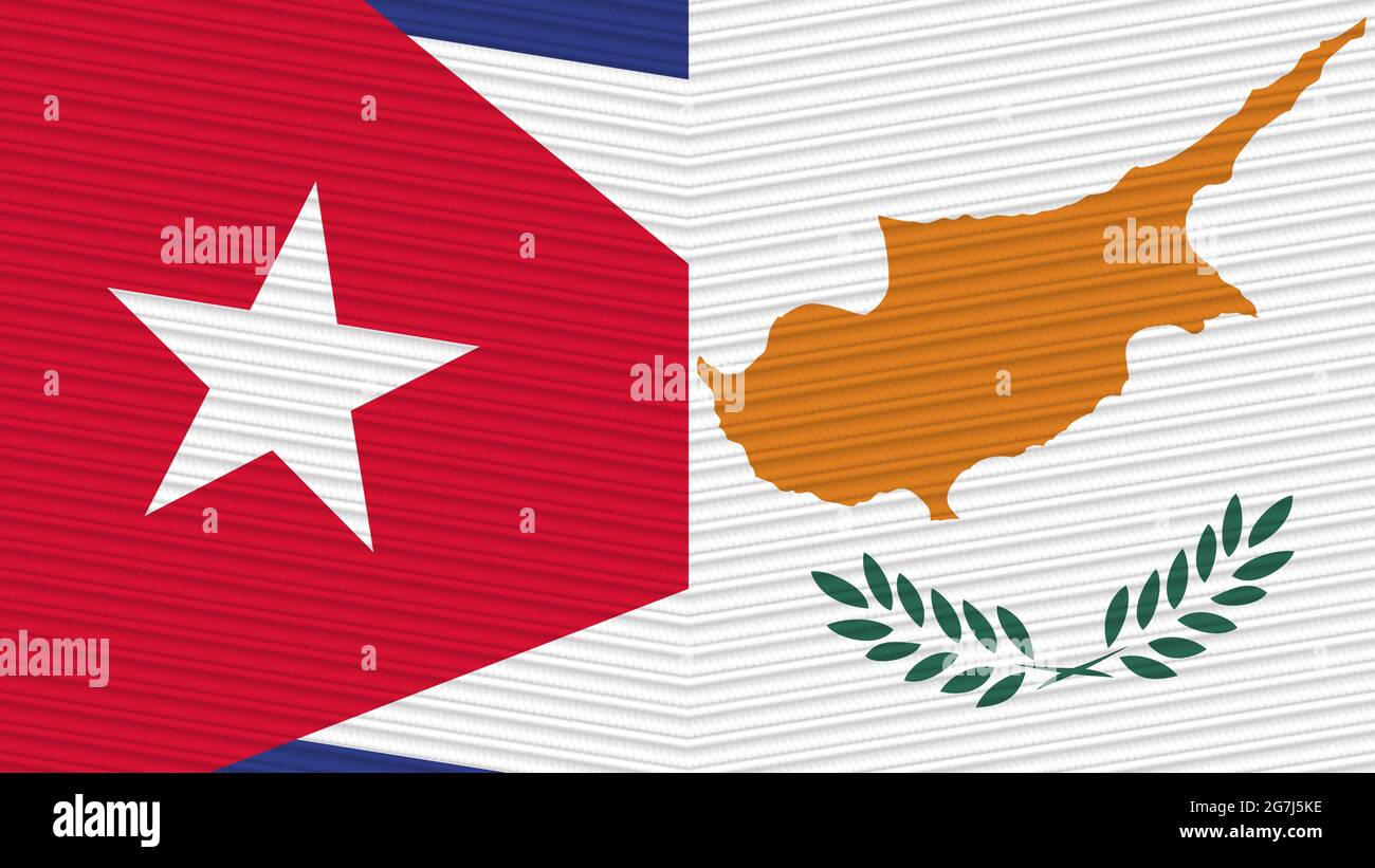 Cyprus and Cuba Two Half Flags Together Fabric Texture Illustration ...