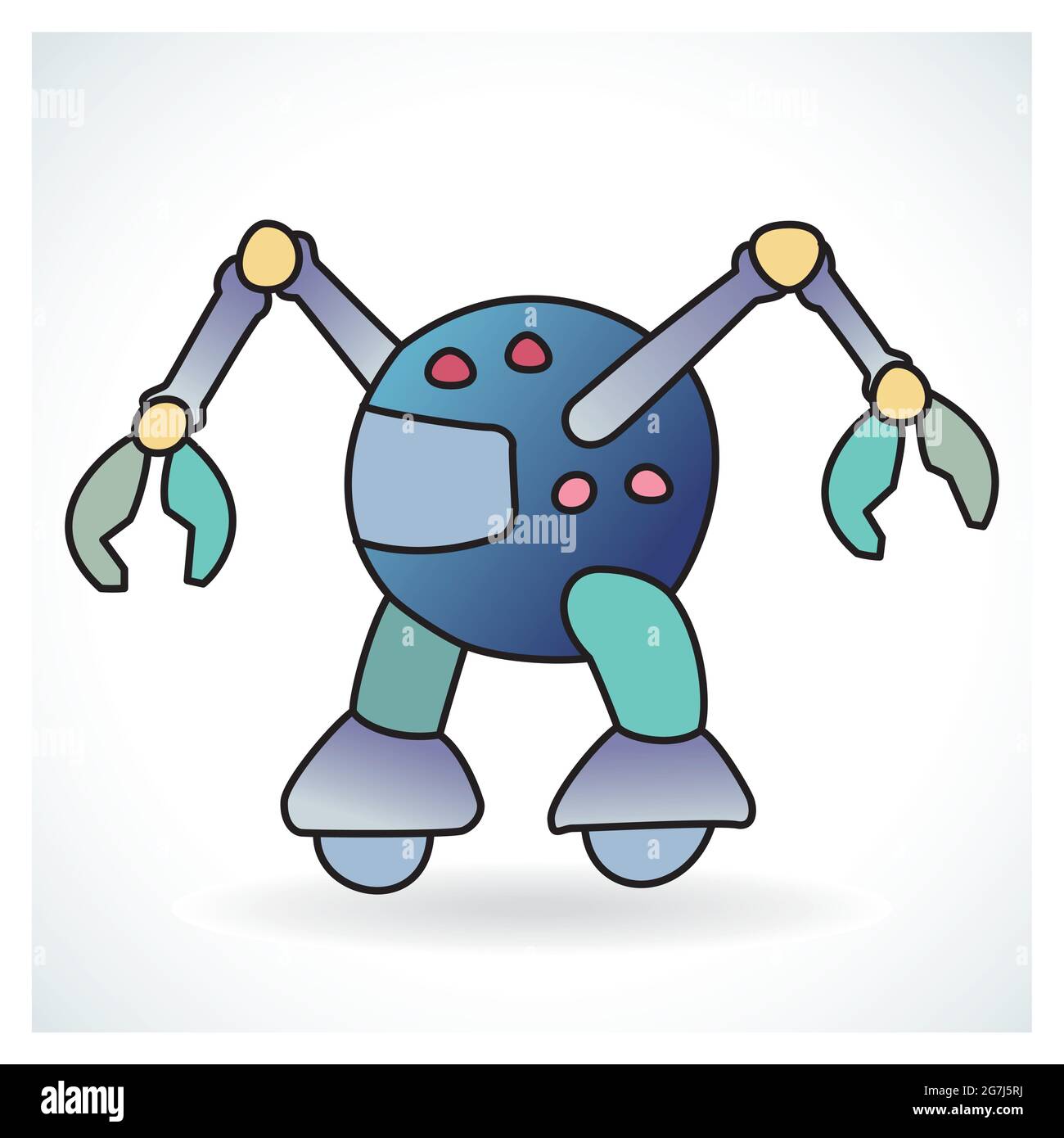 Colorful and funny robot design on a gradient background Stock Vector ...