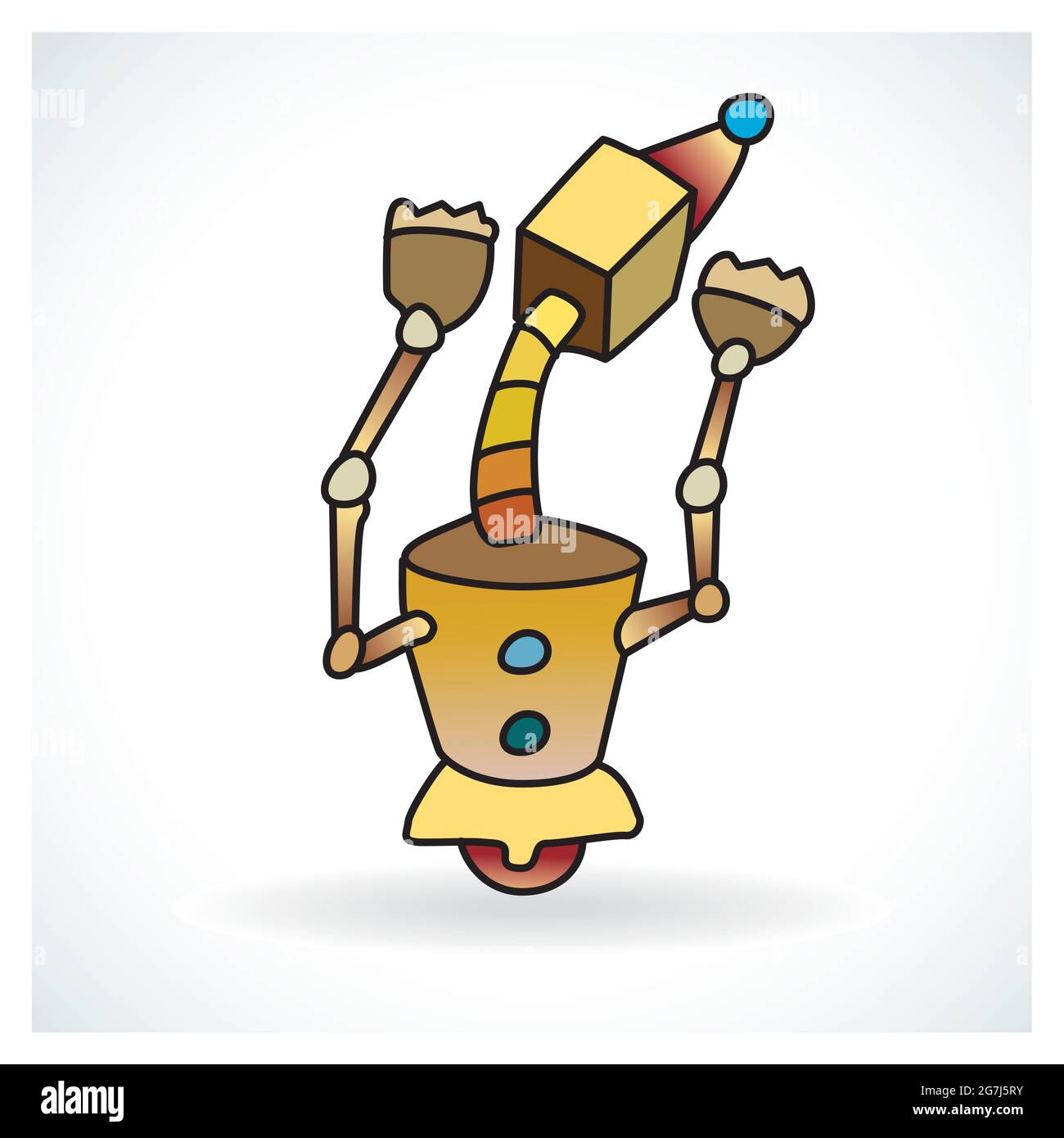 Colorful and funny robot design on a gradient background Stock Vector ...