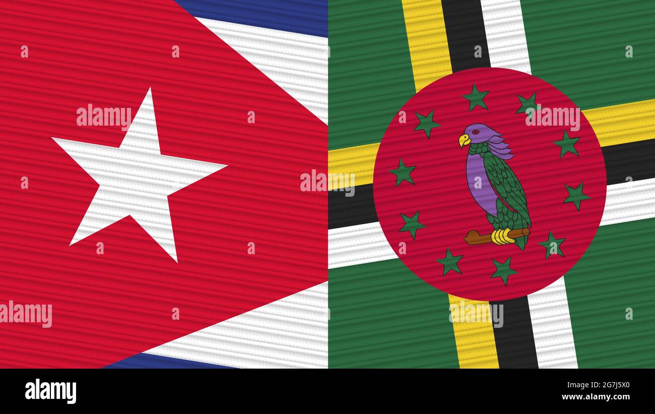 Dominica and Cuba Two Half Flags Together Fabric Texture Illustration ...