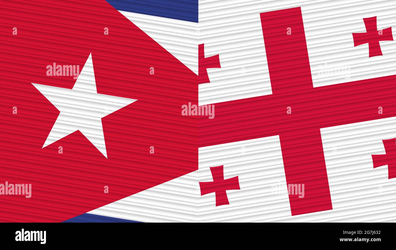 Georgia and Cuba Two Half Flags Together Fabric Texture Illustration ...